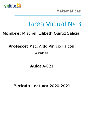 Tarea Virtual 3 anualidades y amortización - TAREA VIRTUAL 3 MATEMATICAS FINANCIERA Nombre ...