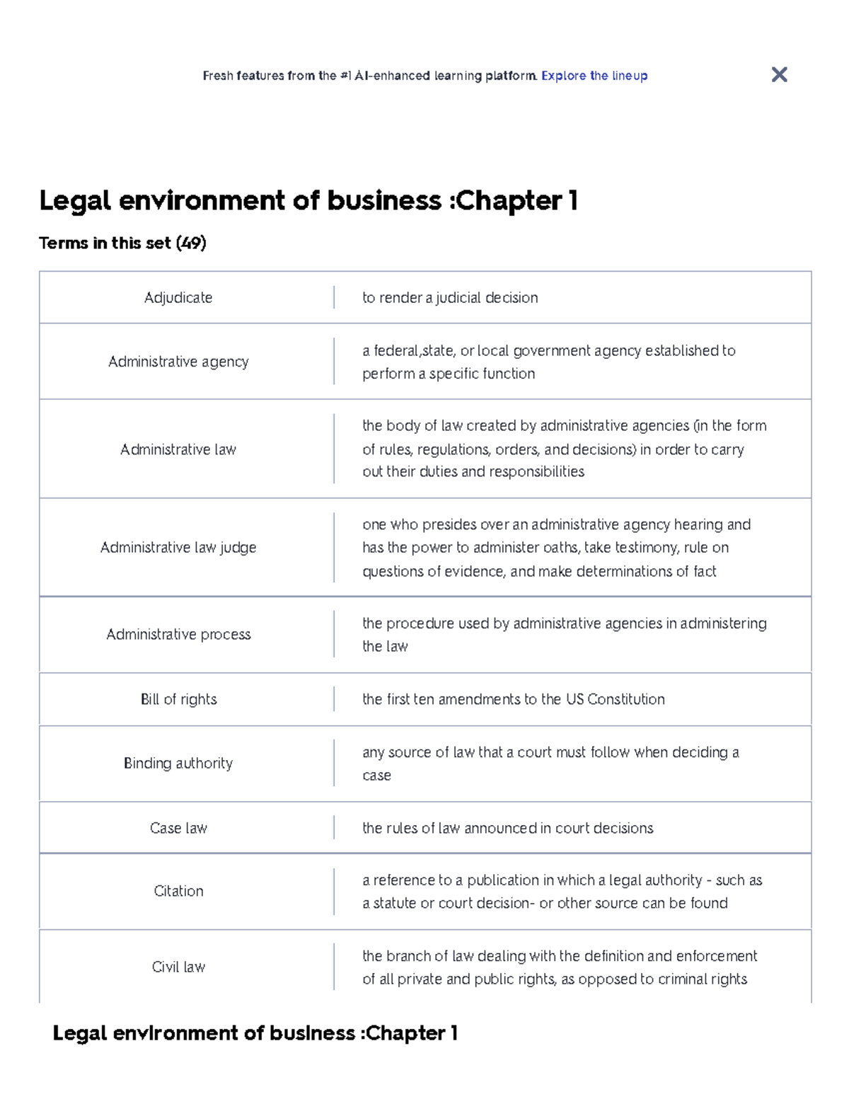 Legal Environment of Business: Chapter 1 Flashcards Review - Studocu