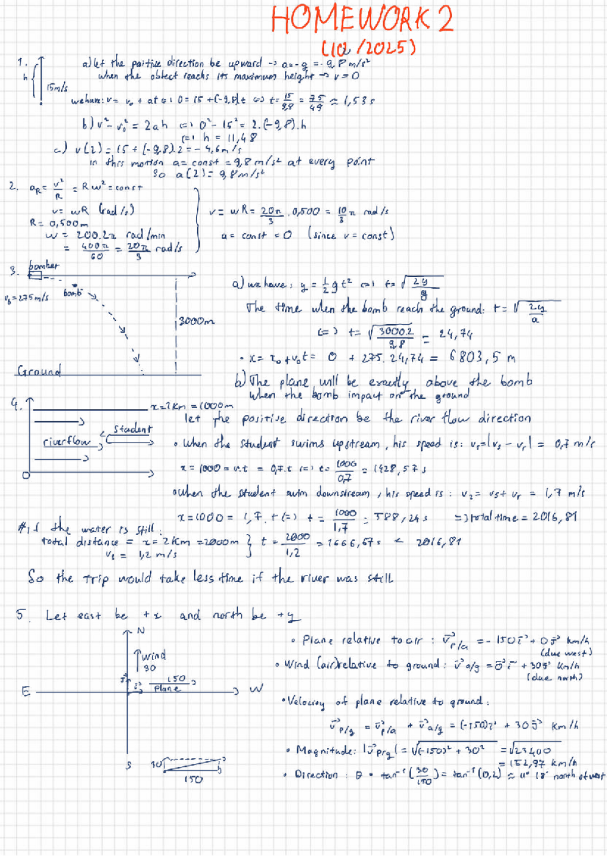 Homework II - CIV 1: Motion and Velocity Calculations - Studocu