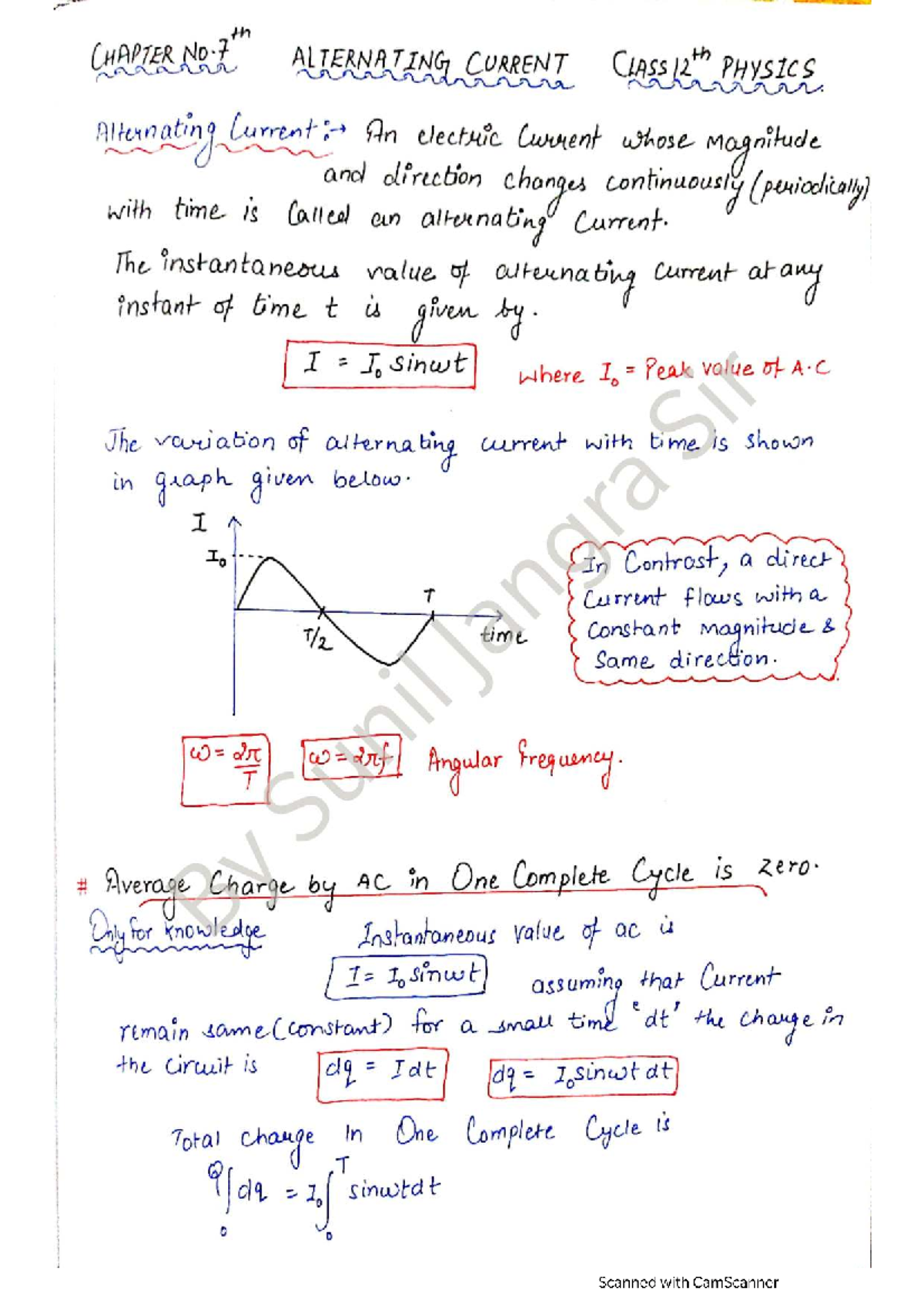 CHAPTER 7: ALTERNATING CURRENT REVISION NOTES - CLASS 12 PHYSICS - Studocu
