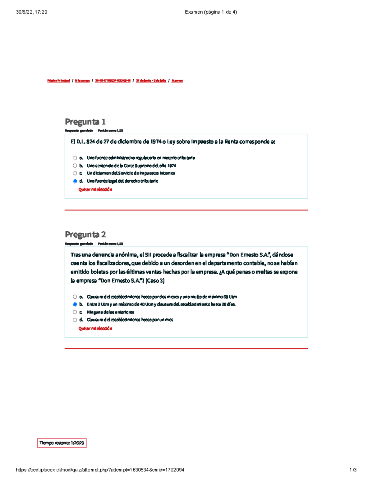 Examen Final Derecho Tributario 1: Preguntas y Respuestas - Studocu