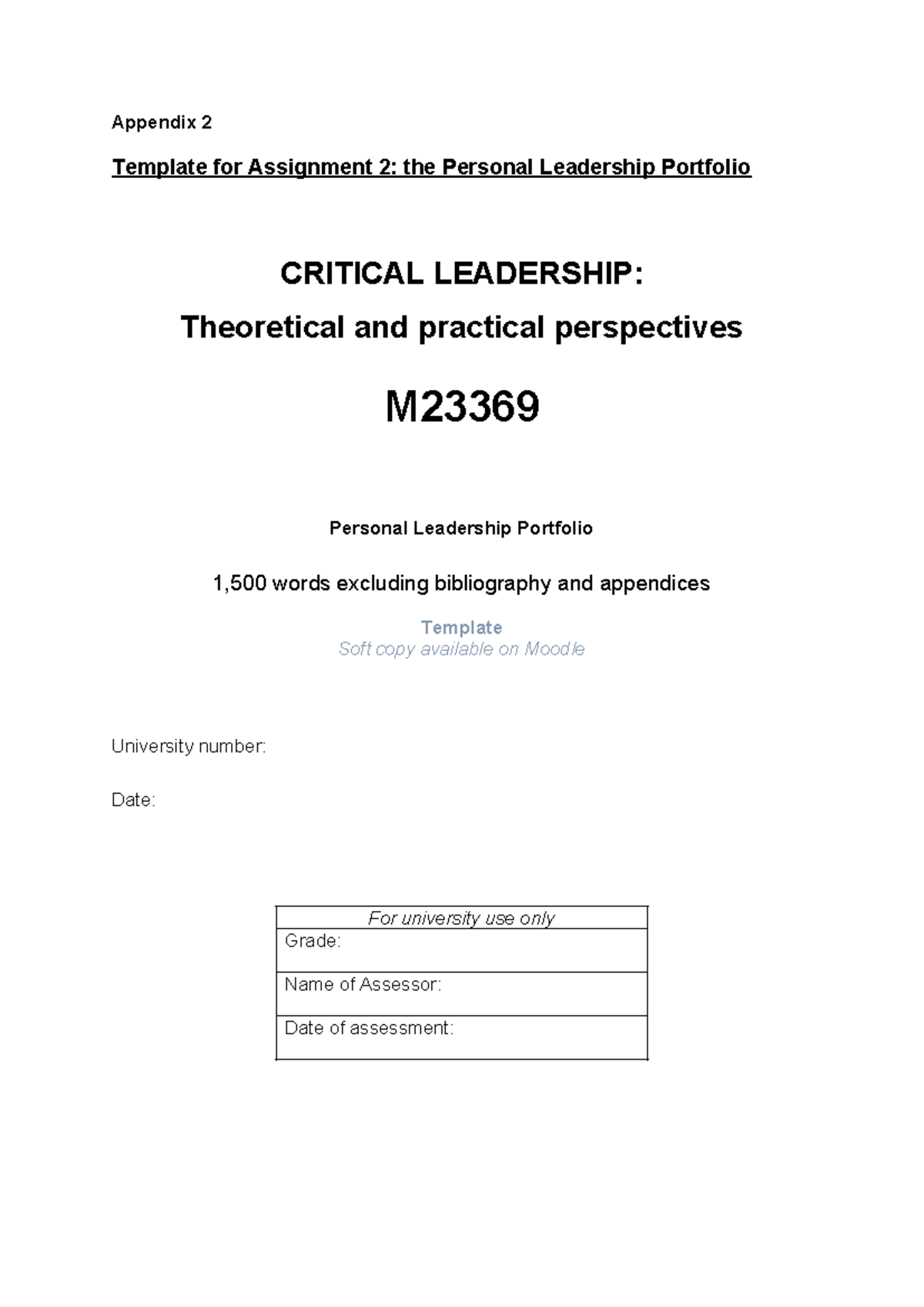 23369 Template FOR Assignment 2 (v 22 Sep 22) - Appendix 2 Template for ...