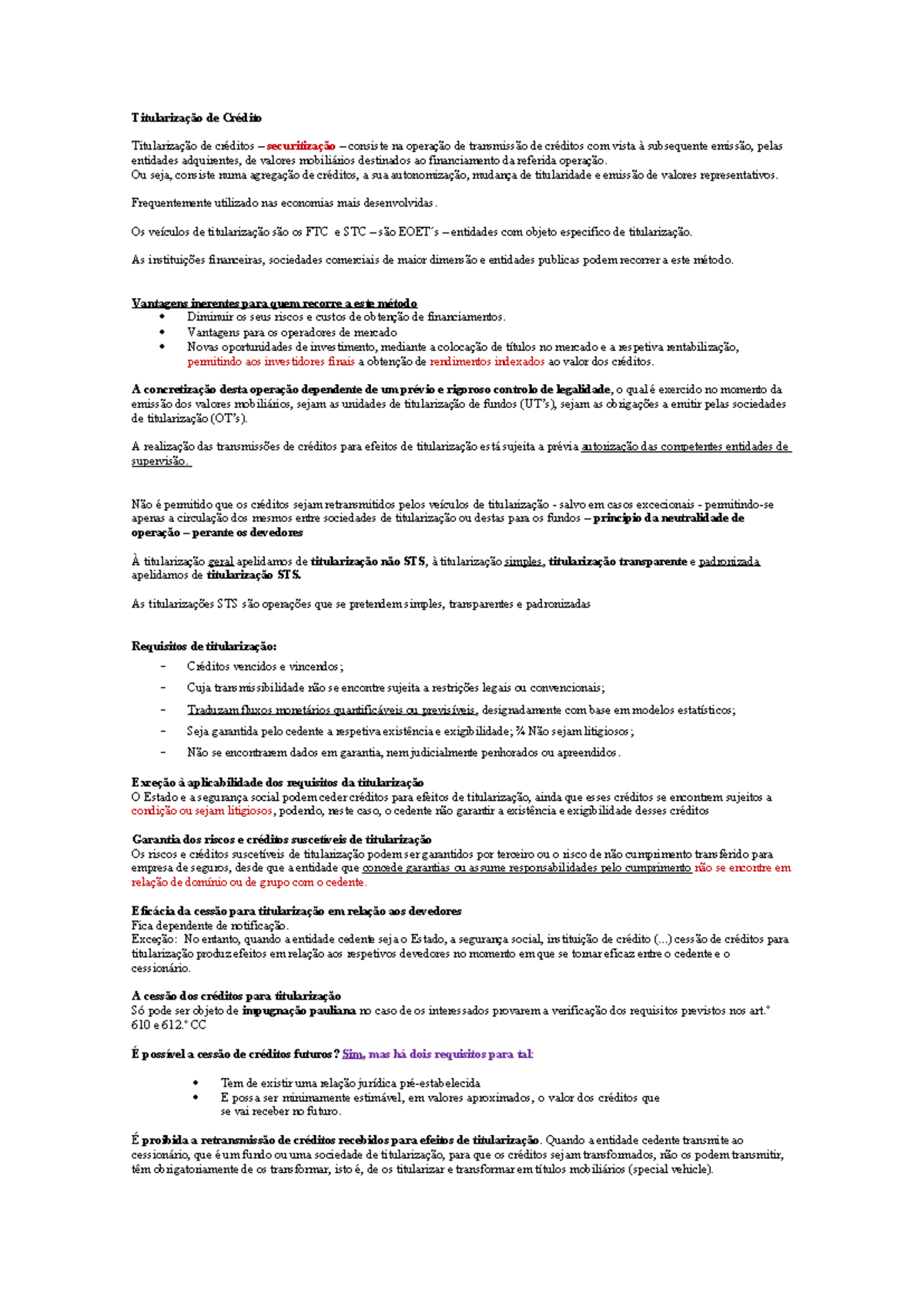 Titularização de Crédito: Conceitos e Requisitos Essenciais - Studocu