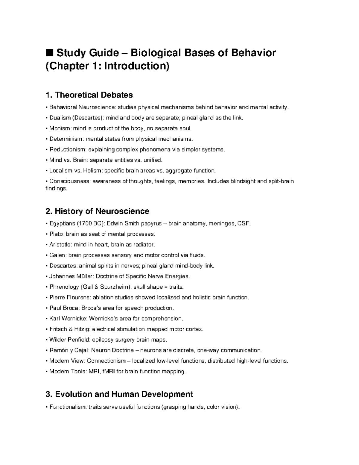 Chapter 1 Study Guide: Biological Bases of Behavior - Studocu