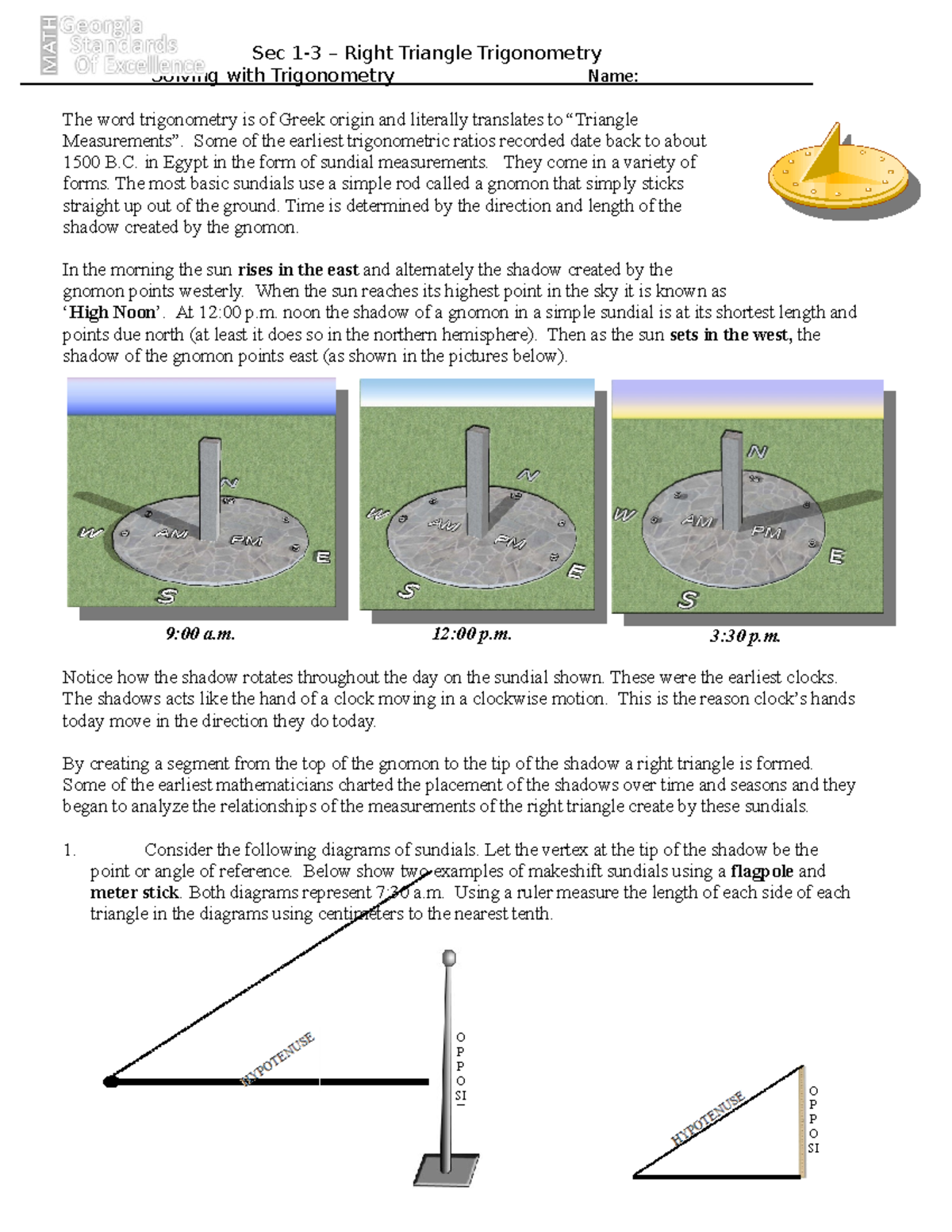 01 03 Right Triangle Trigonometry Solving Techniques and Problems - Studocu