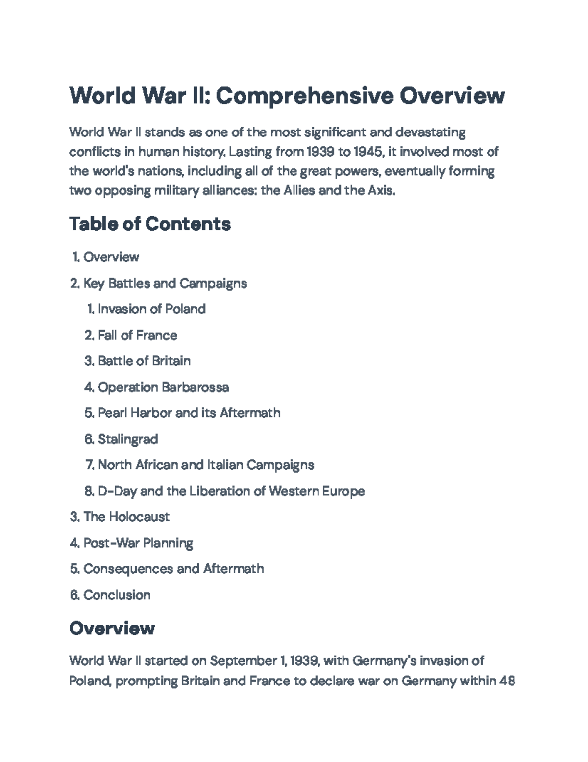 World War II: Key Events and Outcomes Overview (HIST 101) - World War ...