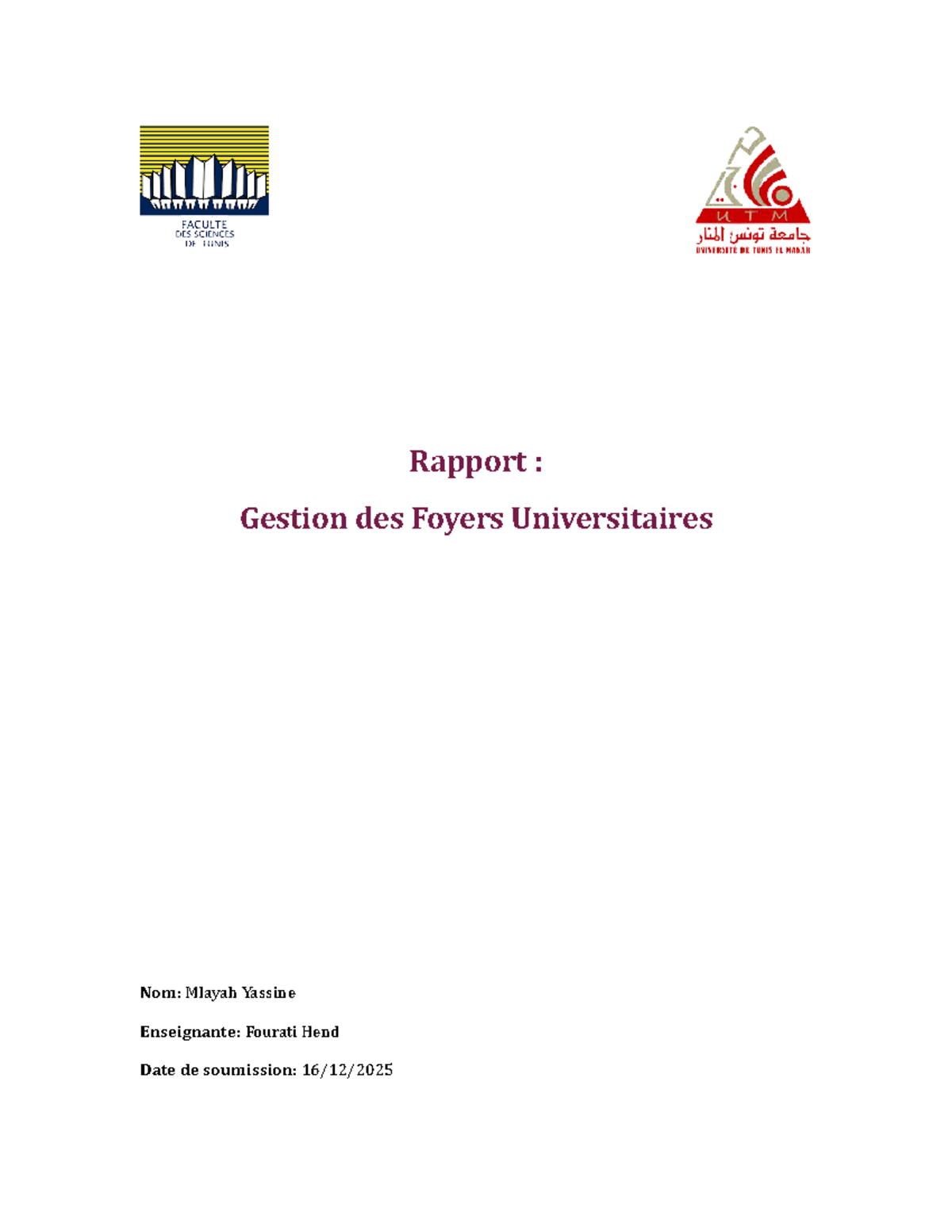 Rapport TP : Gestion des Foyers Universitaires avec Spring Boot - Studocu