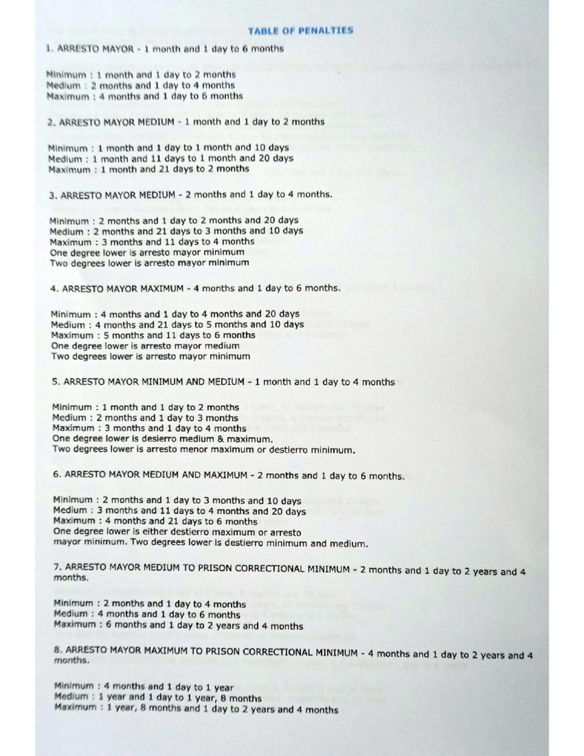 Table of Criminal Penalties and Sentences Overview - Studocu