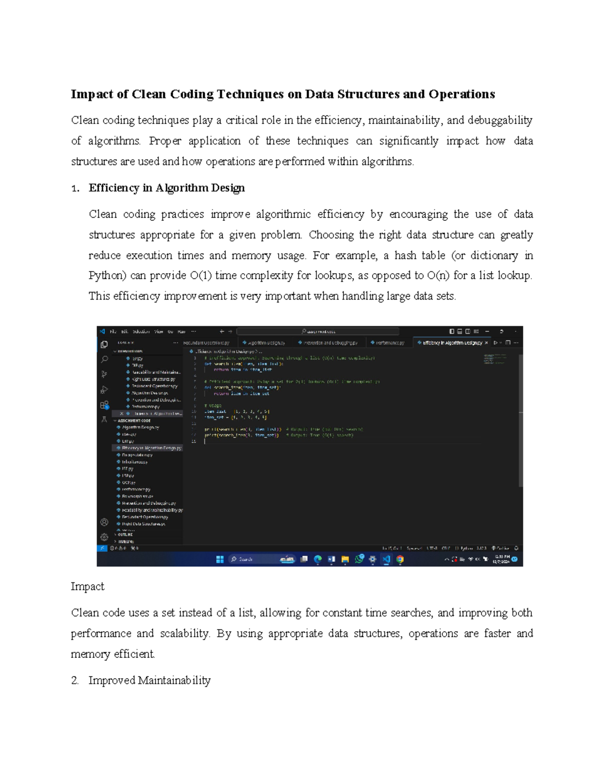Impact of Clean Coding Techniques on Data Structures (CS 101) - Studocu