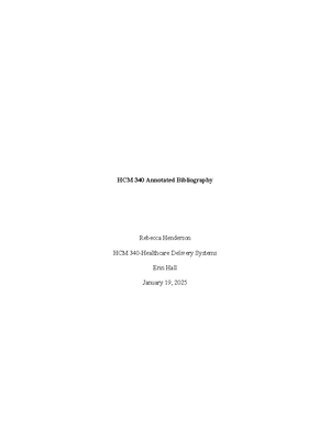 HCM 345 8-1 Short Paper - Mikayla Miller - HCM-345 - Short Paper ...