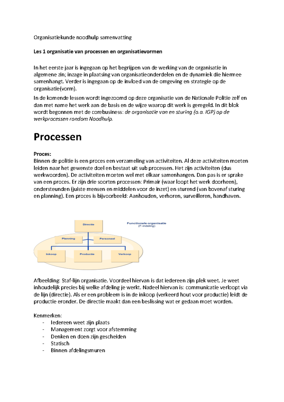 Organisatiekunde Noodhulp Samenvatting en Processtructuur OMP - Studeersnel