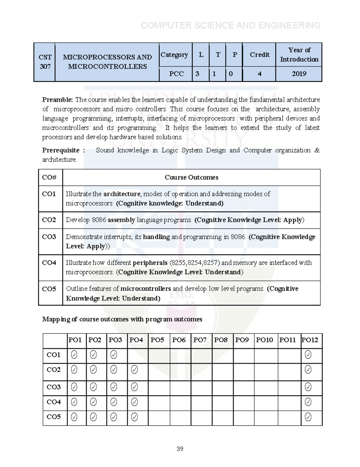 Syllabus CST 307 - Microprocessors and Microcontrollers Overview - Studocu