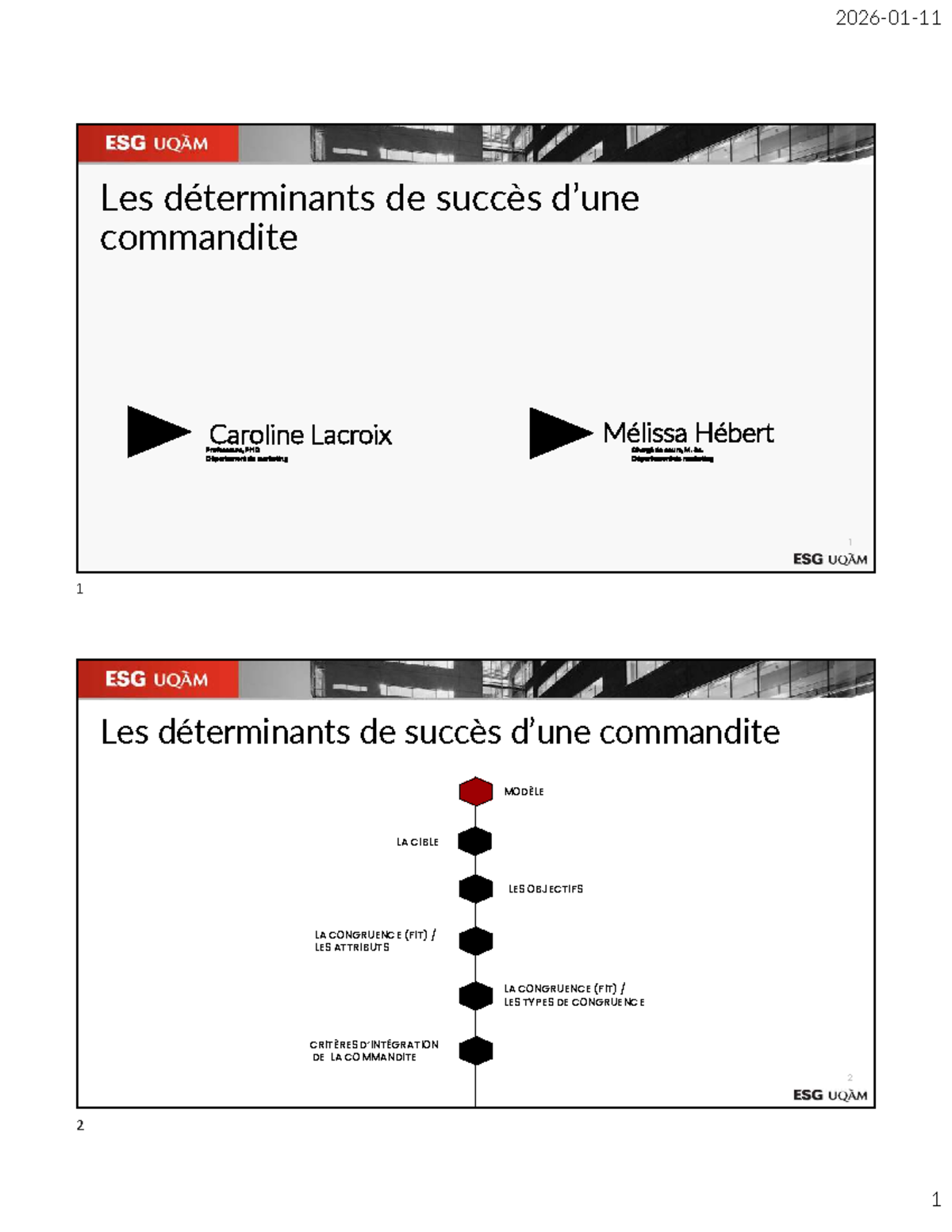 MKG5393 S3 Déterminants de Succès d'une Commandite - Studocu