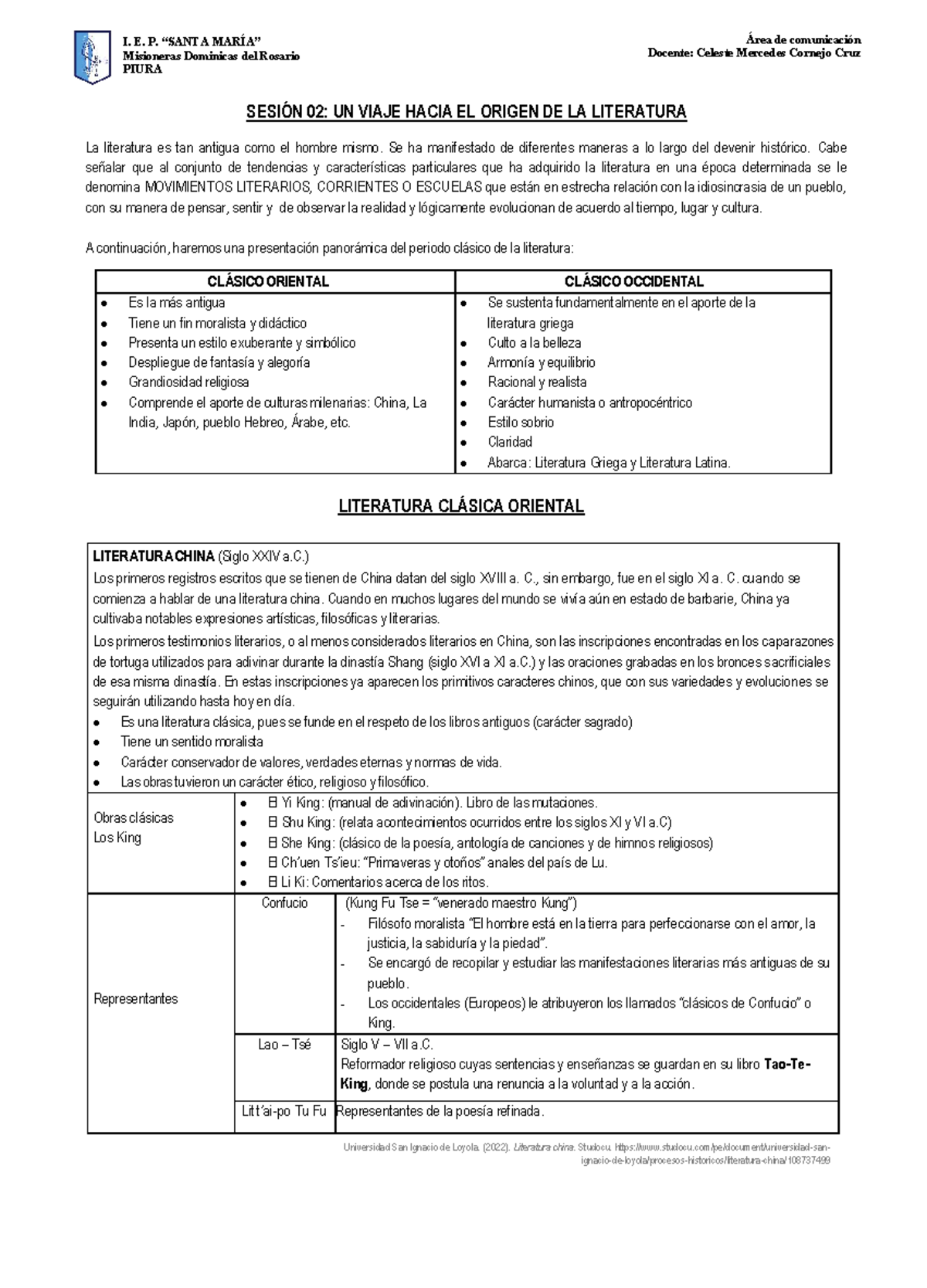 Literatura Clásica: Movimientos y Corrientes Literarias (PIURA) - Studocu