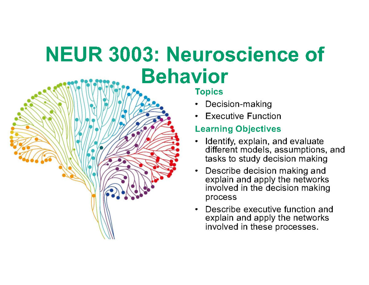 NEUR 3003: Decision-Making and Executive Function in Neuroscience ...