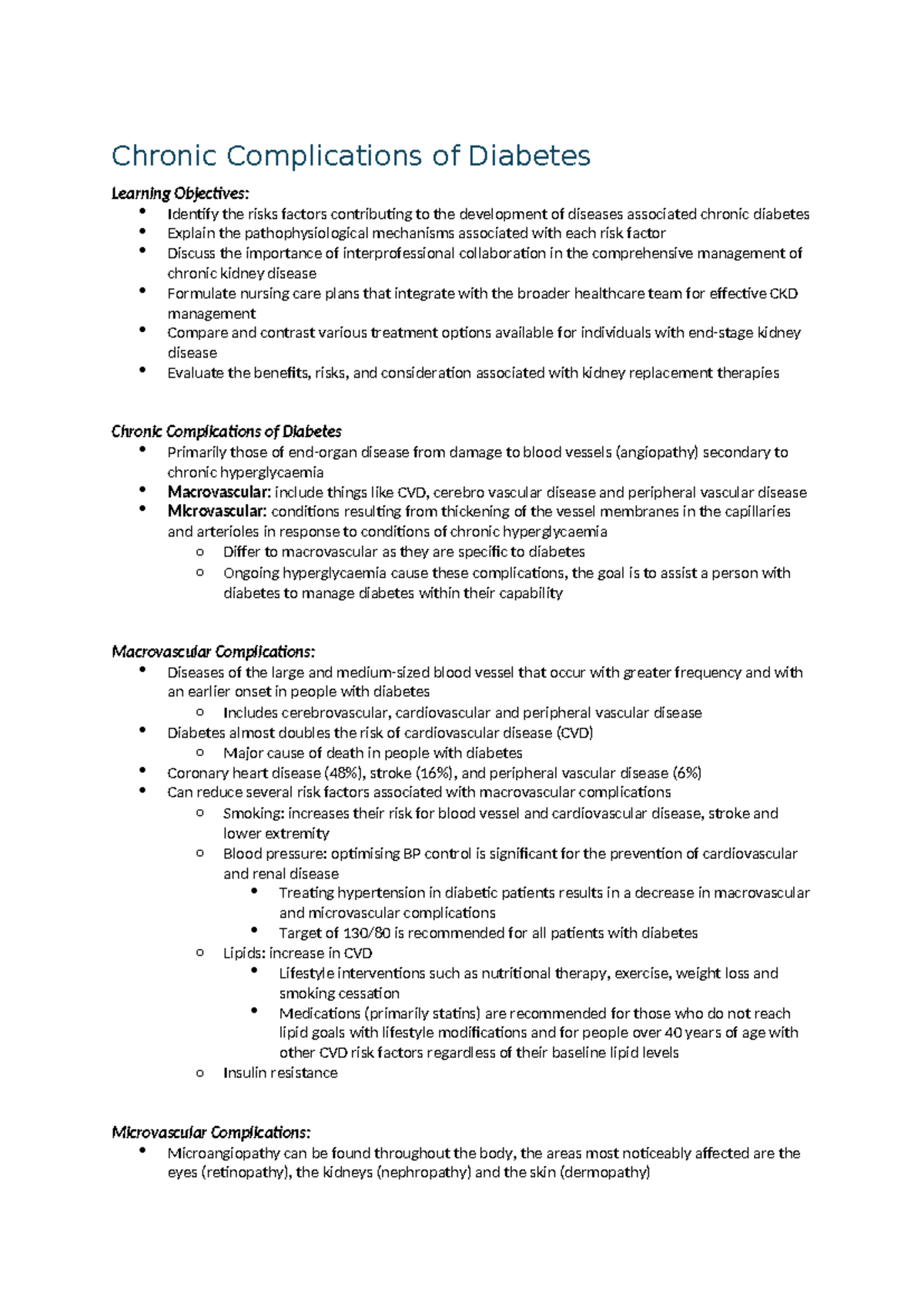 Chronic Complications of Diabetes: Understanding CKD and Management ...