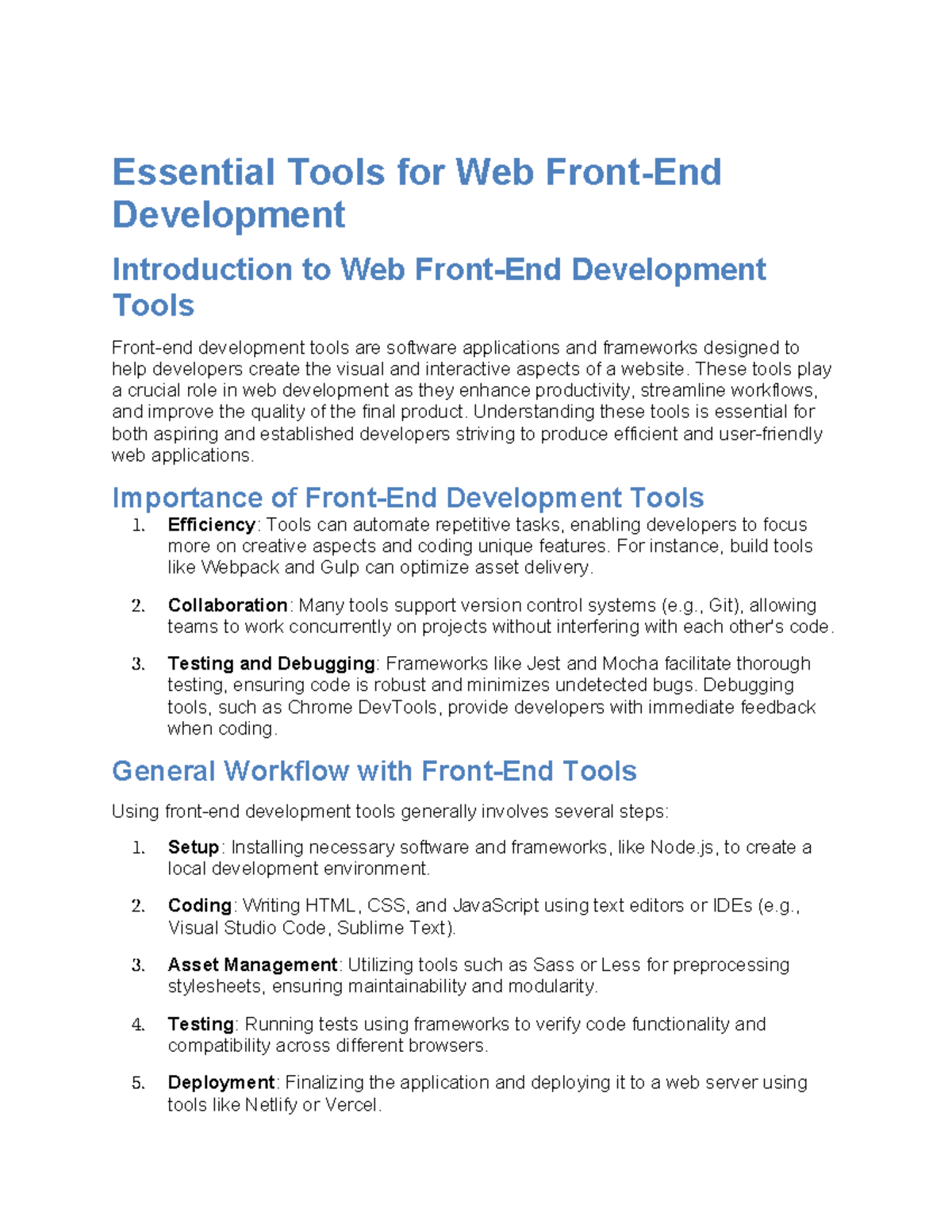 Essential Tools for Web Development (Course Code: WEB101) - Studocu