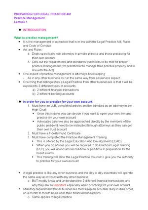 PLP 401 Test 1: Legal Practice Scenarios and Case Analysis - Studocu