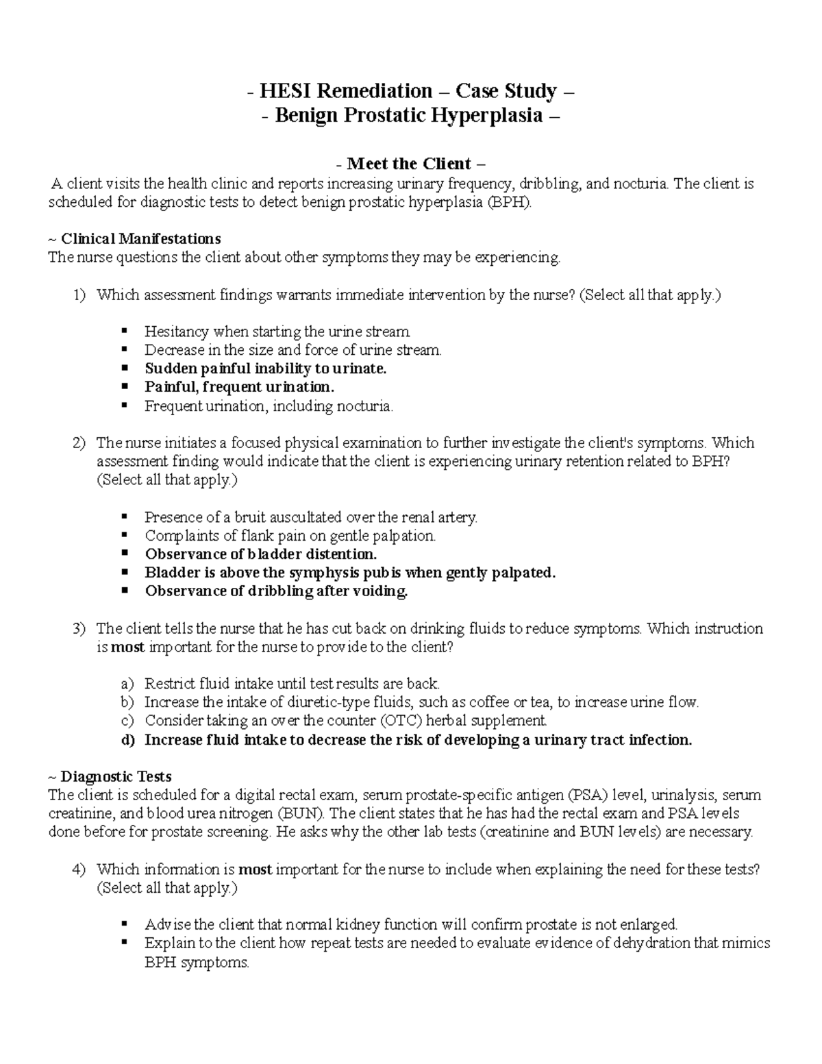HESI Remediation Case Study: Benign Prostatic Hyperplasia Insights ...