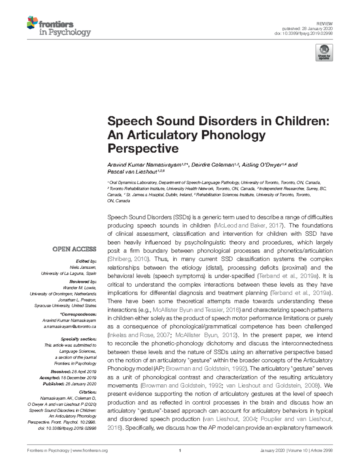 Speech Sound Disorders in Children: Articulatory Phonology Insights ...