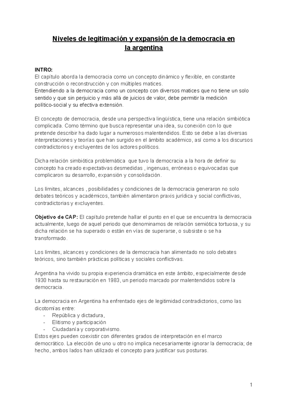 Niveles De Legitimación Y Expansión De La Democracia En La Argentina