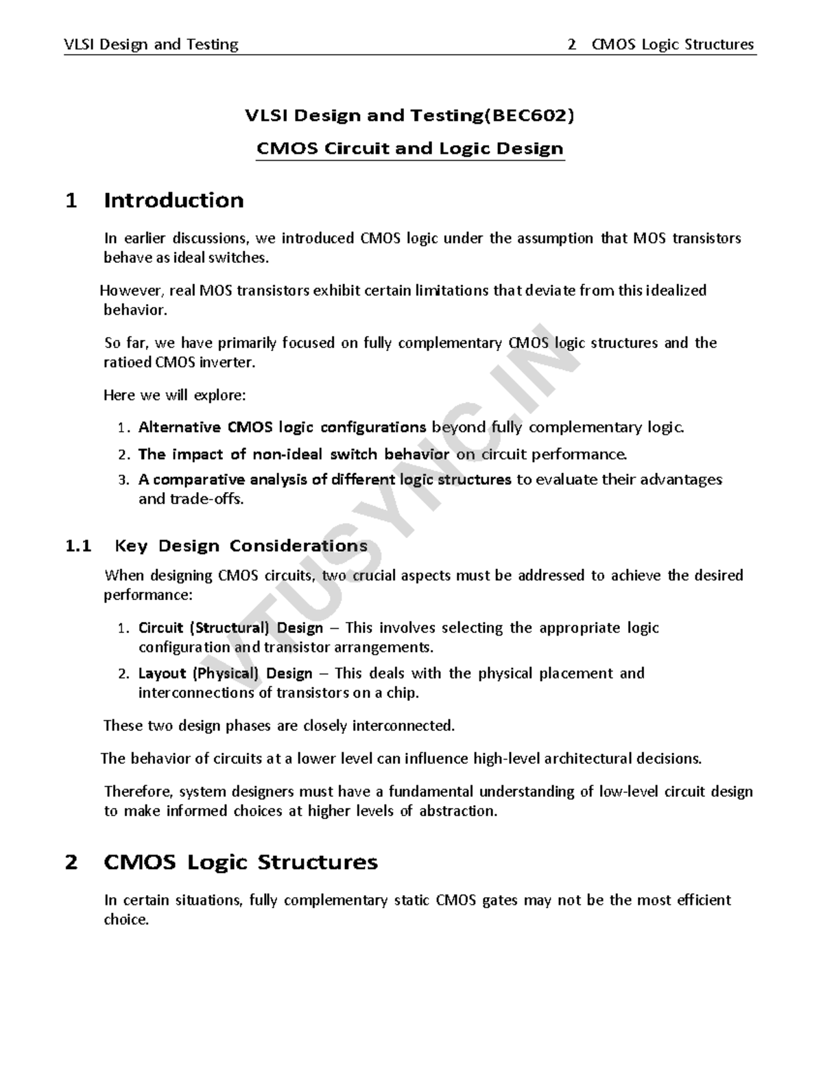 Module 4 - CMOS Circuit and Logic Design (BEC602) Overview of Logic ...