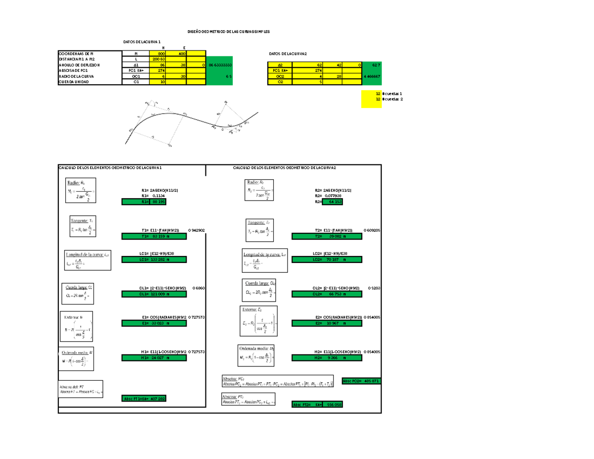 Curvas Simples - DISEÑO GEOMETRICO DE LAS CURVAS SIMPLES DATOS DE ...