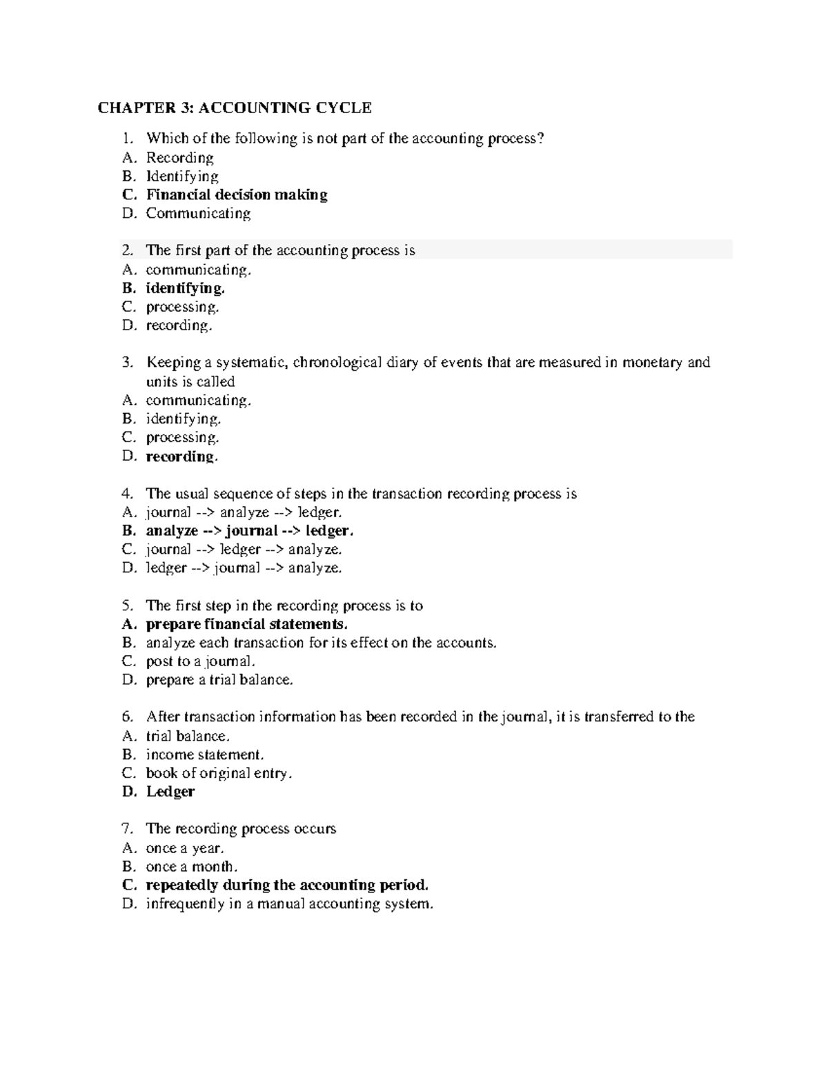 MCQ UPS2 AA015 - Chapter 3: Accounting Cycle Revision Notes - Studocu