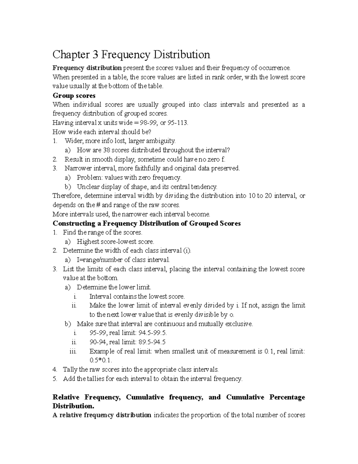 Chapter 3 Frequency Distribution - Chapter 3 Frequency Distribution Frequency distribution ...