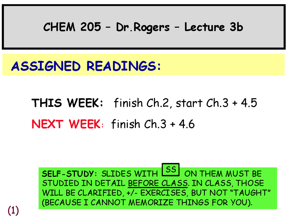 CHEM 205 - Dr. Rogers - Lecture 3b: Chemical Reactions & Equilibrium ...