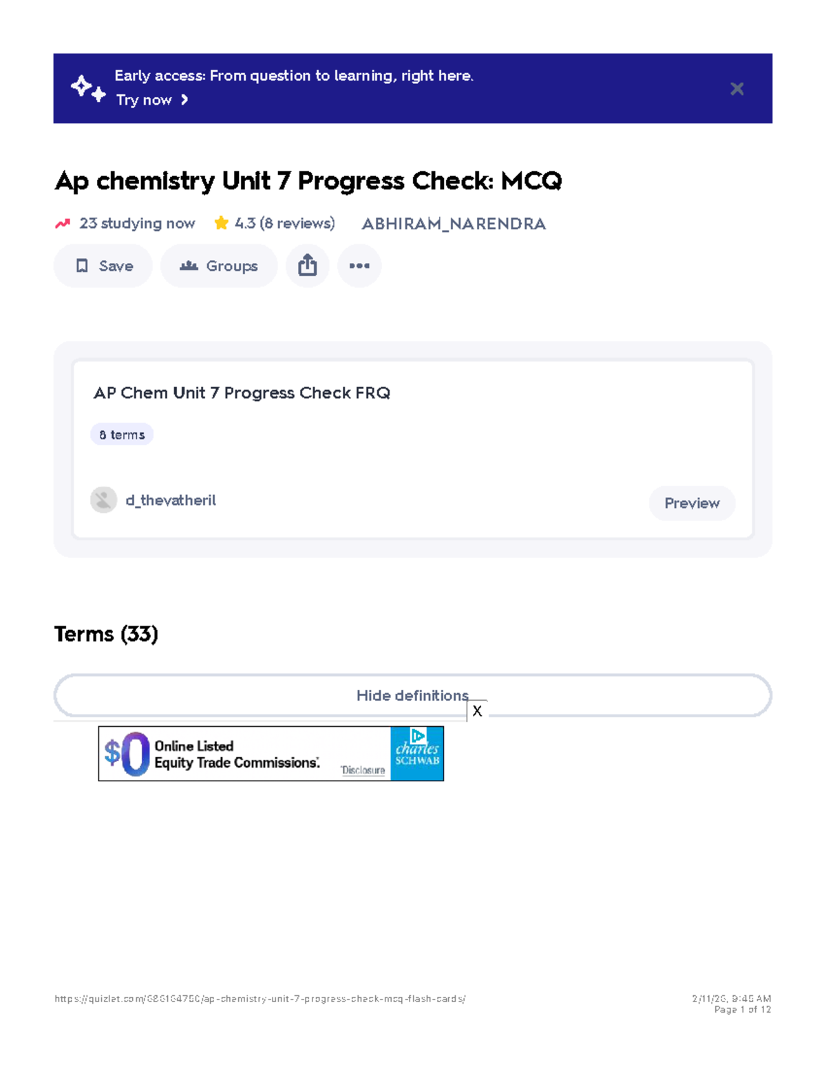 AP Chemistry Unit 7 Progress Check: MCQ Flashcards - Studocu