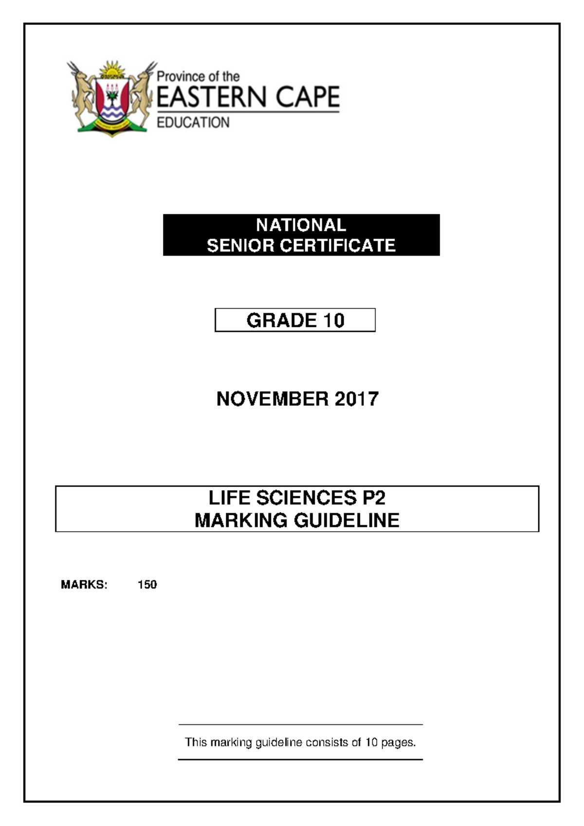 LIFE Sciences P2 GR10 MEMO NOV2017 English - NATIONAL SENIOR ...