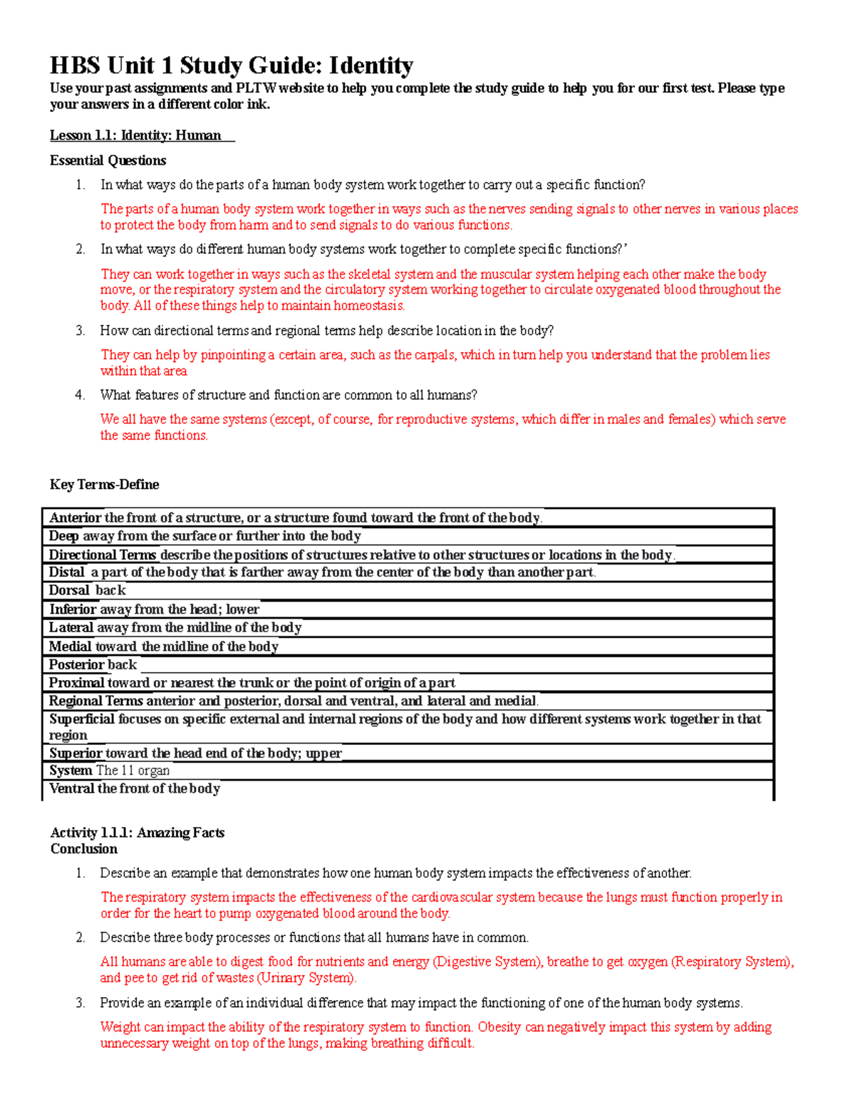 HBS Unit 1 Identity Study Guide: Key Concepts and Activities - Studocu