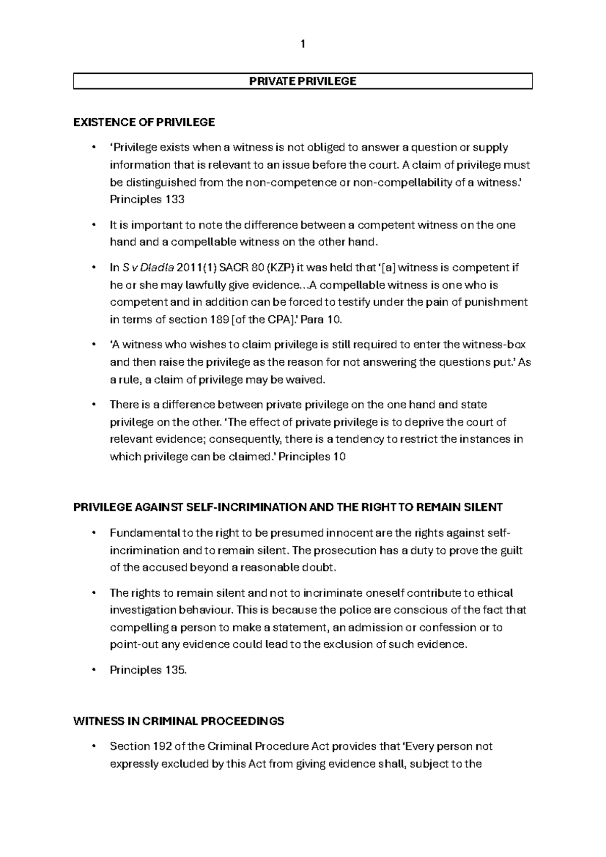 Private Privilege in Criminal Proceedings: Understanding Witness Rights ...