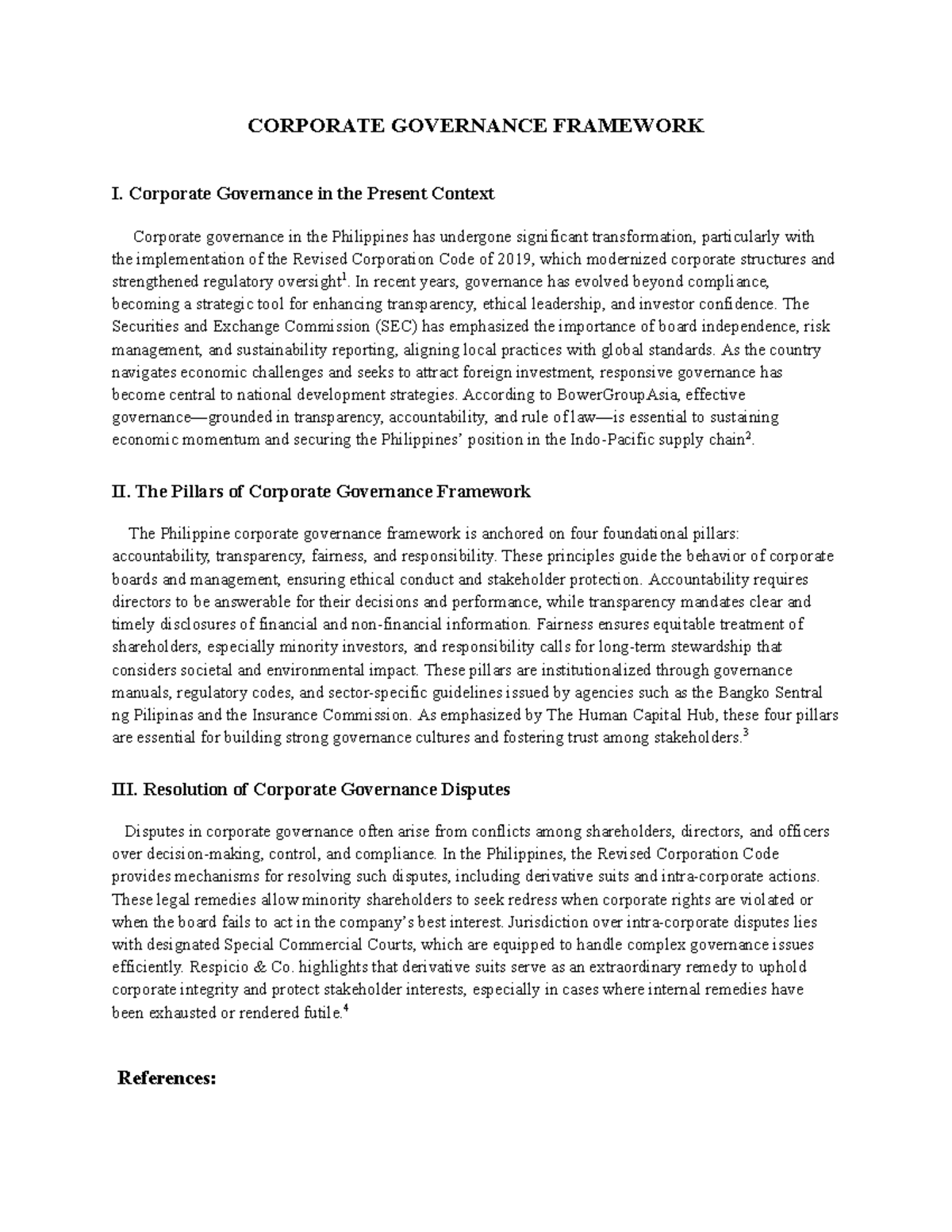 Corporate Governance Framework: Insights & Legal Mechanisms - Studocu