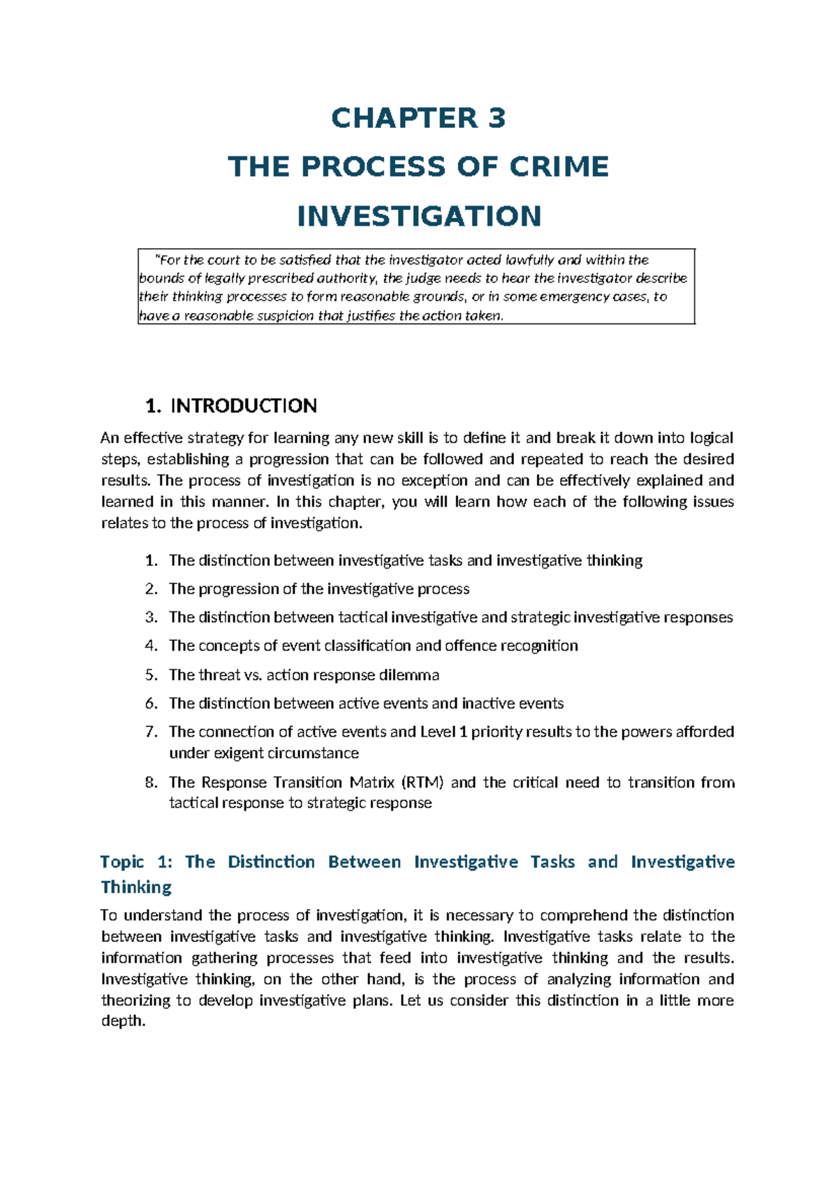 Chapter 3 Summary: Understanding the Crime Investigation Process in ...