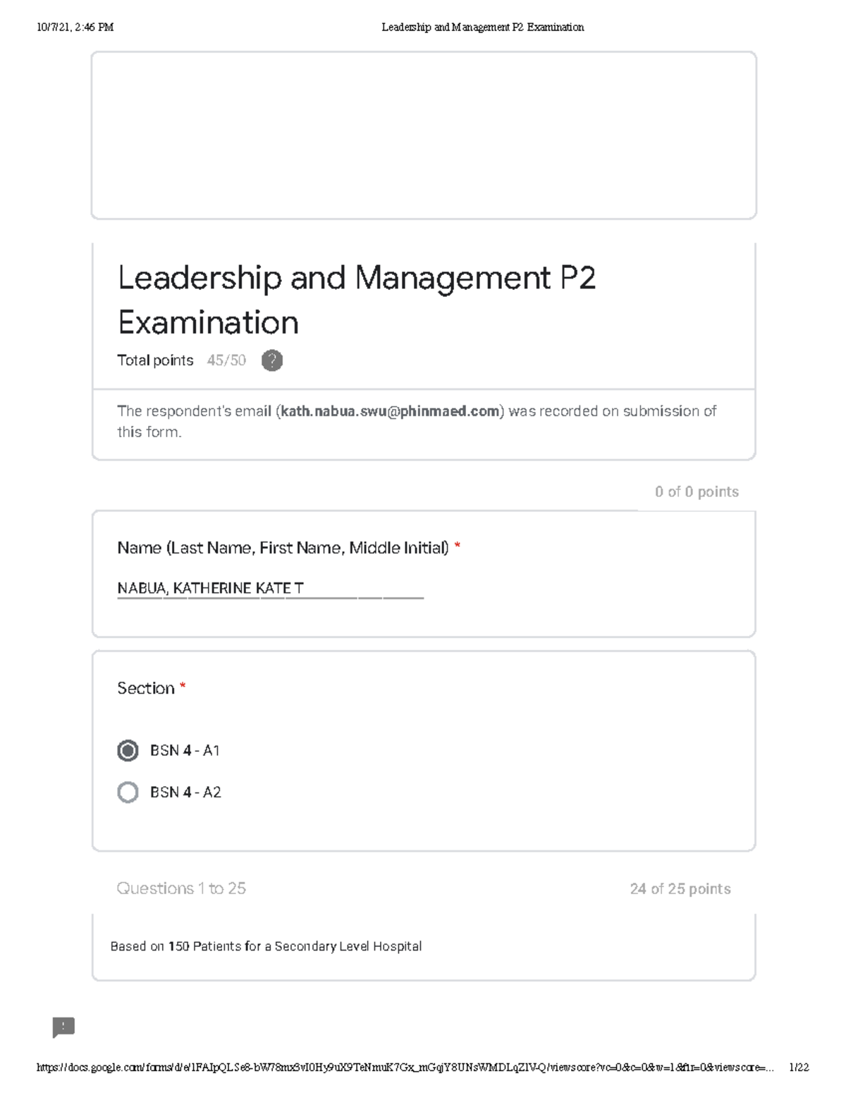 Leadership and Management P2 Final Exam Evaluation Guide - Studocu
