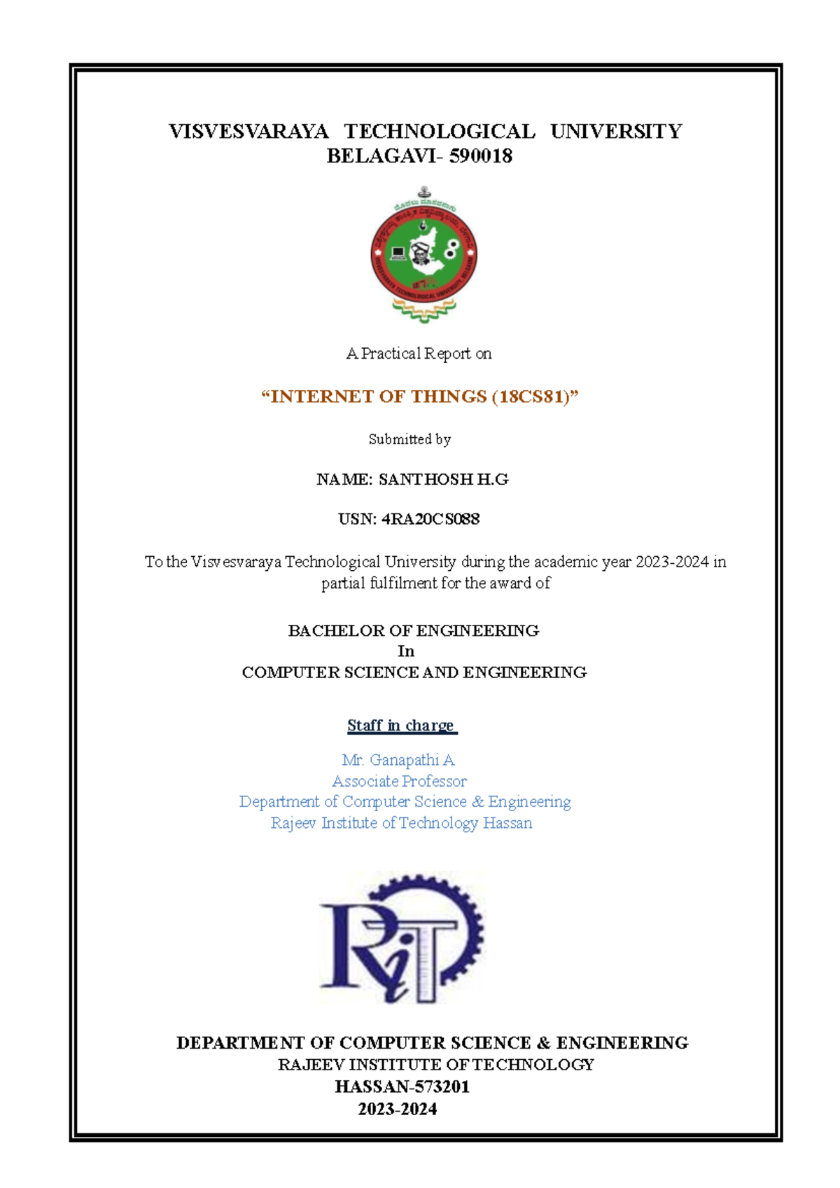 "Practical IOT Lab Manual for 18CS81: Experiments and Procedures" - Studocu