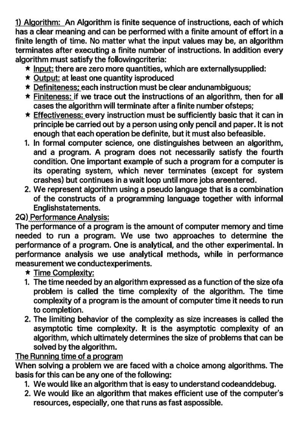 DAA - Algorithm and Performance Analysis Notes - Studocu