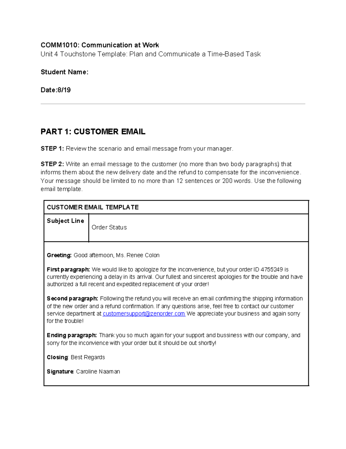 COM1010 - Visual Communication Assignment: Customer Email Task - Studocu