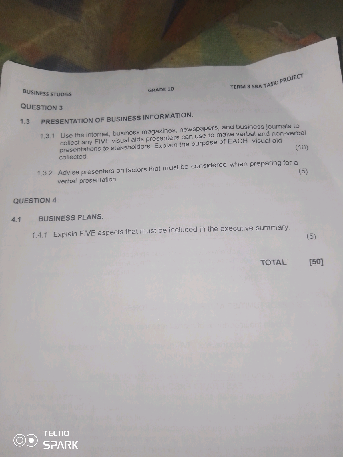 BUSINESS STUDIES GRADE 10 TERM 3 SBA PROJECT PRESENTATION GUIDE - Studocu