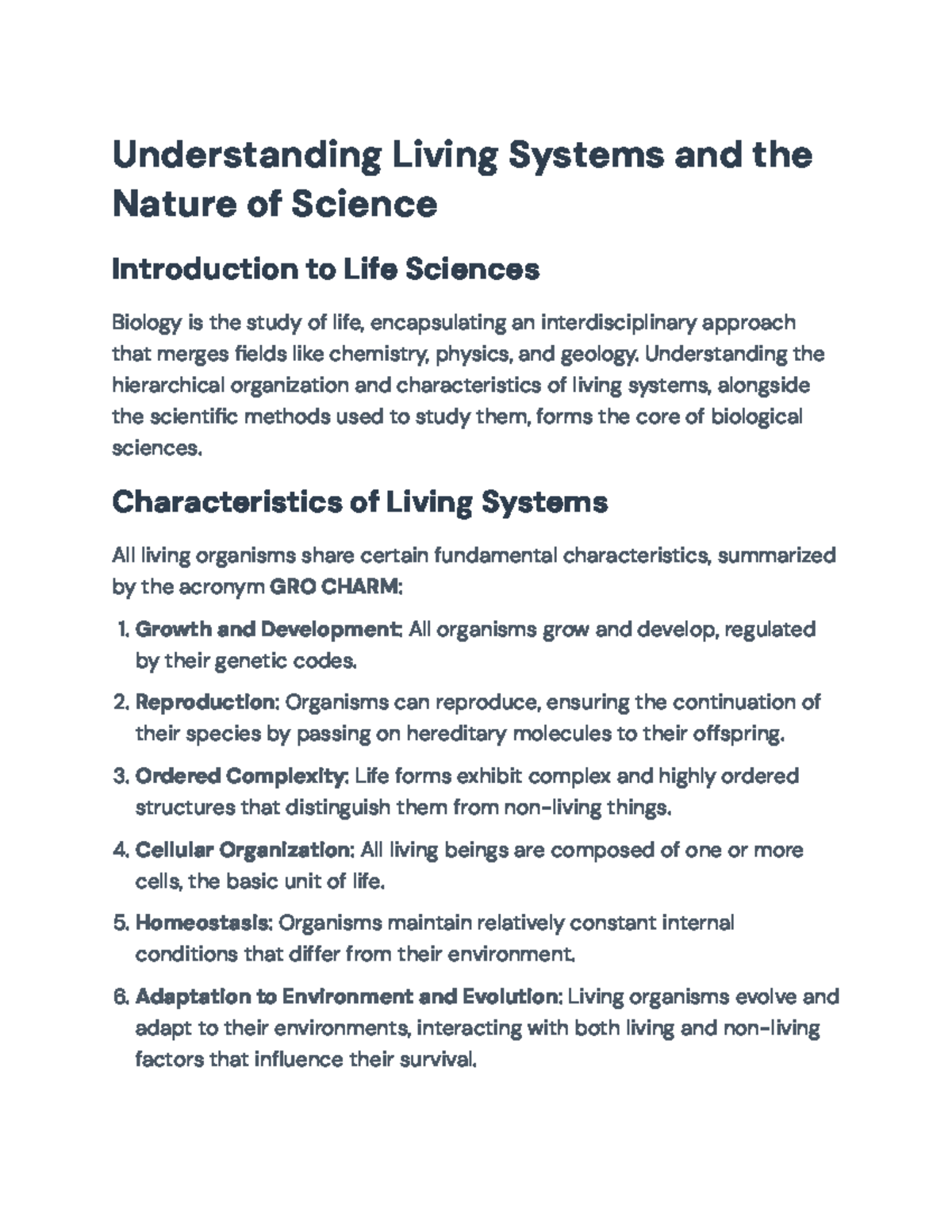 Biology 101: Understanding Living Systems and the Nature of Science ...