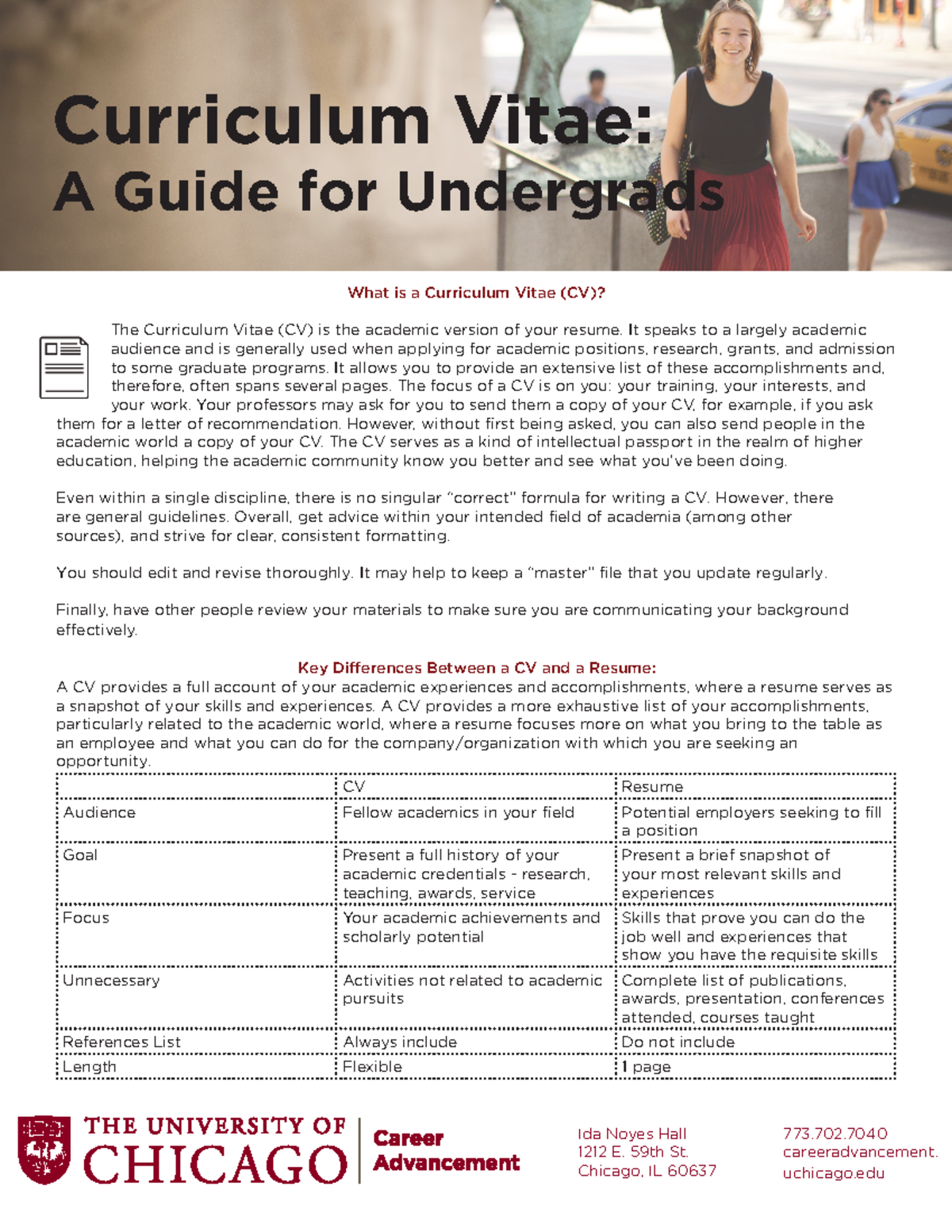 UChicago CV Guide: Crafting a Winning Curriculum Vitae for Undergrads ...