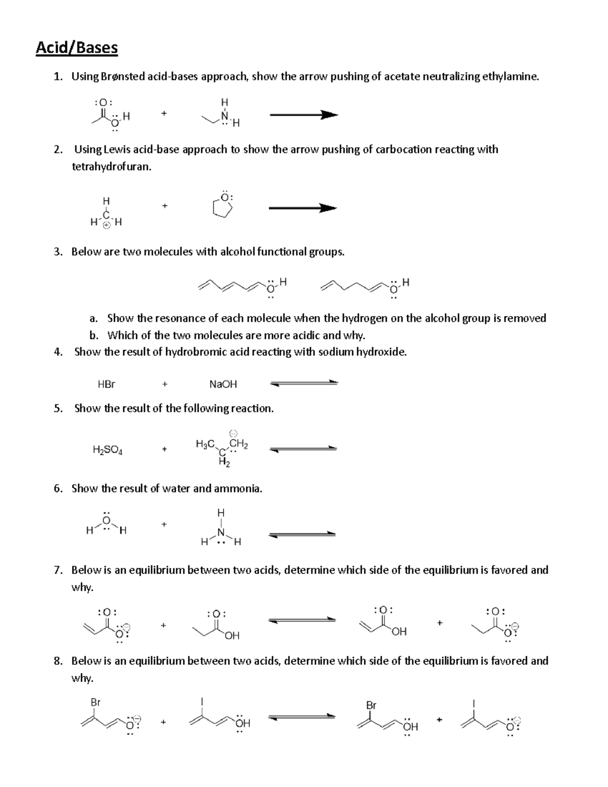 Practice Questions for Exam 2: Arrow Pushing & Reaction Mechanisms ...