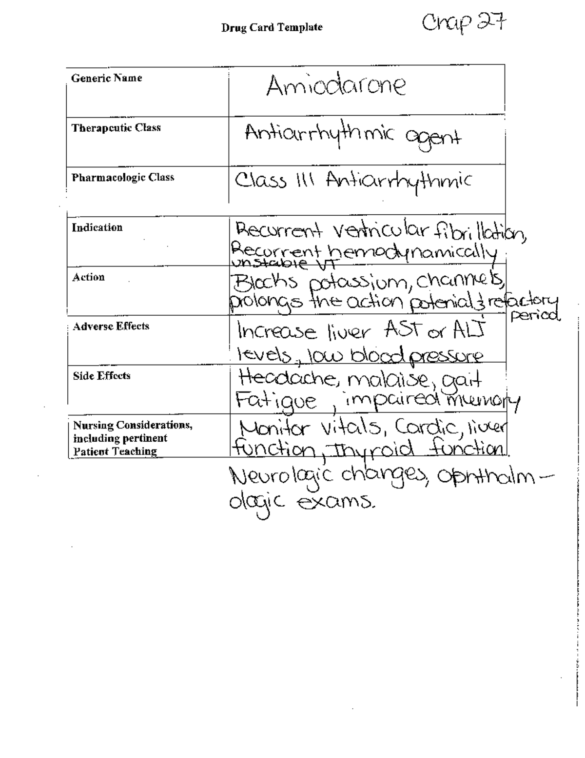 DOC092525 - Drug Card: Amiodarone Overview & Nursing Considerations ...