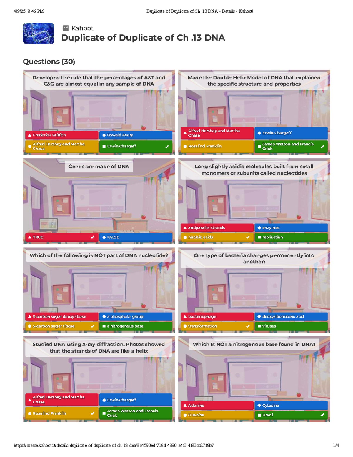 Ch. 13 DNA Replication Notes and Review - Kahoot! - Kahoot Duplicate of ...