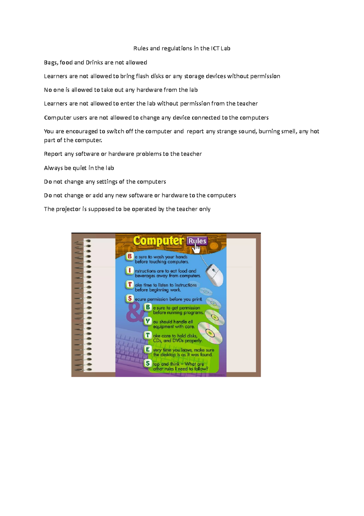 ICT Lab Rules & Regulations: Essential Guidelines for Students - Studocu