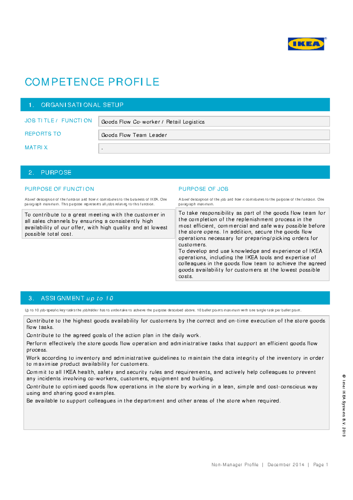 RL Goods Flow Co-worker Competence Profile - Dec 2014 Overview - Studocu