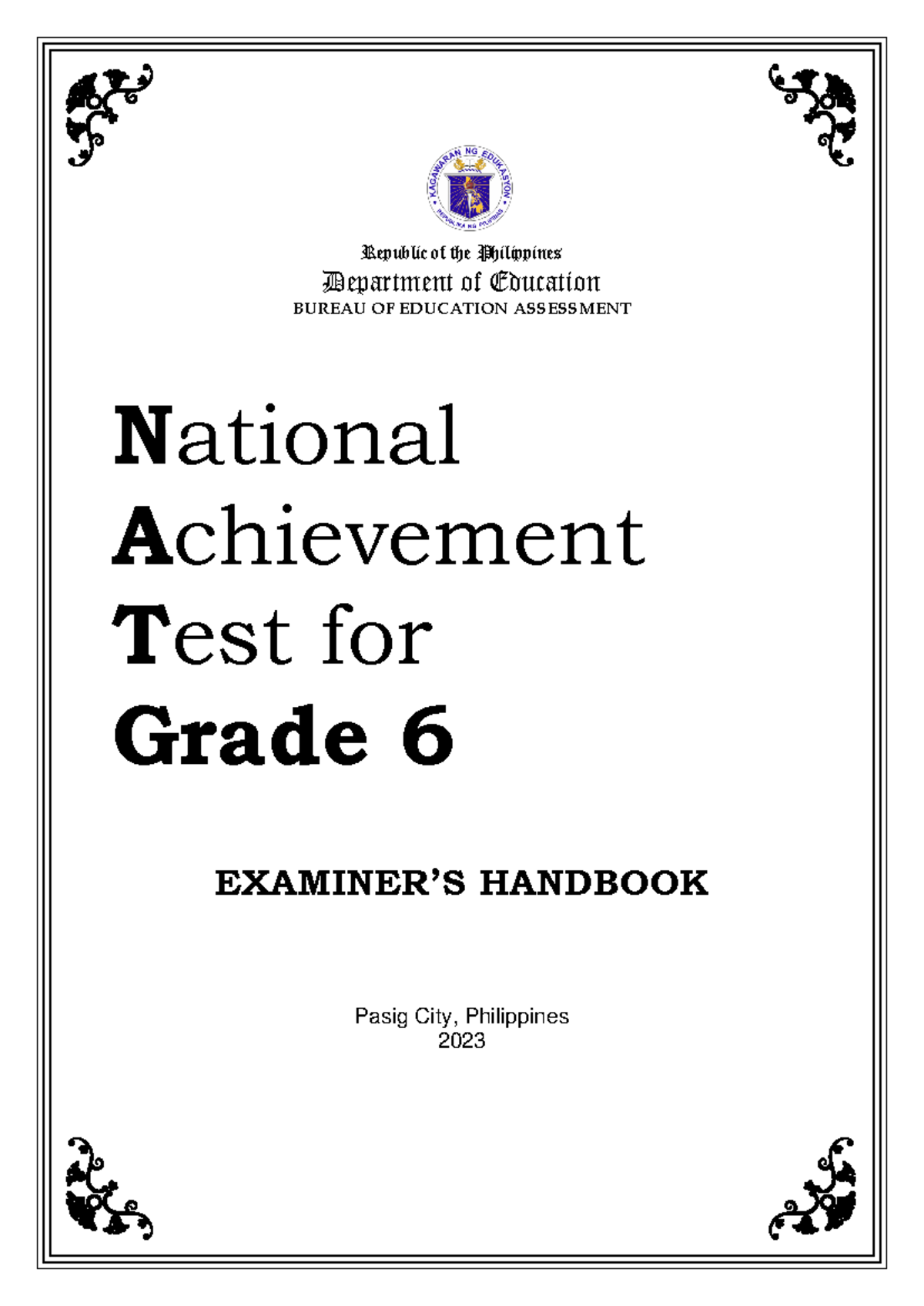 2023 NATG6 Examiners Handbook - Republic of the Philippines Department ...