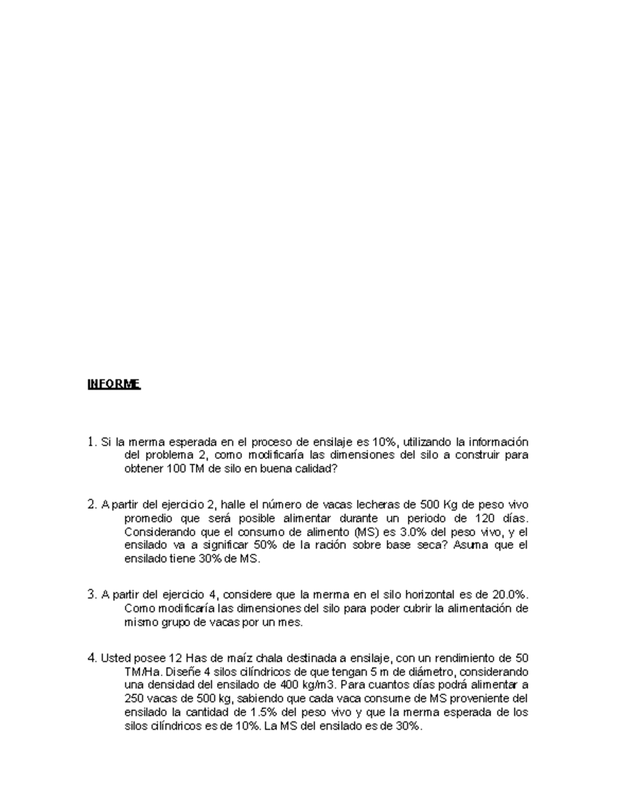 3° Practica 20251 - Informe de práctica resuelto - INFORME Si la merma ...